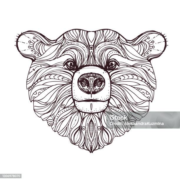 Ours De Doodle Tiré À La Main Dencre Sur Le Fond Blanc Page De