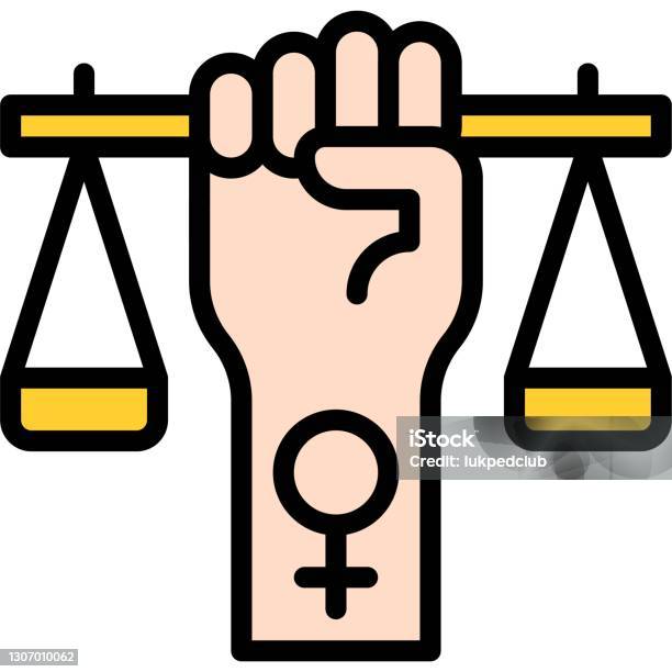 Raised Fist With Scale Icon Feminism Related Vector Stock Illustration
