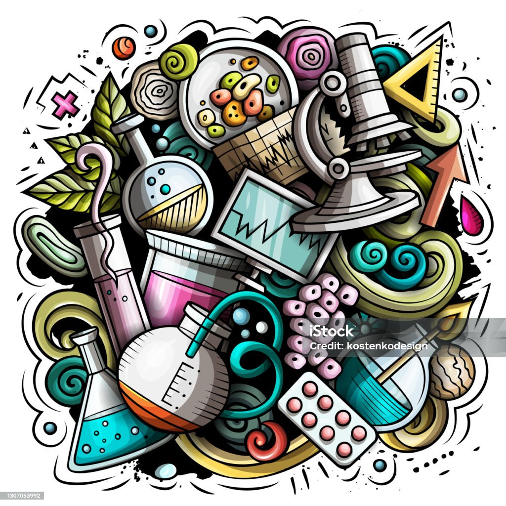 Conception De Doodle De Vecteur De Dessin Animé De Science Vecteurs
