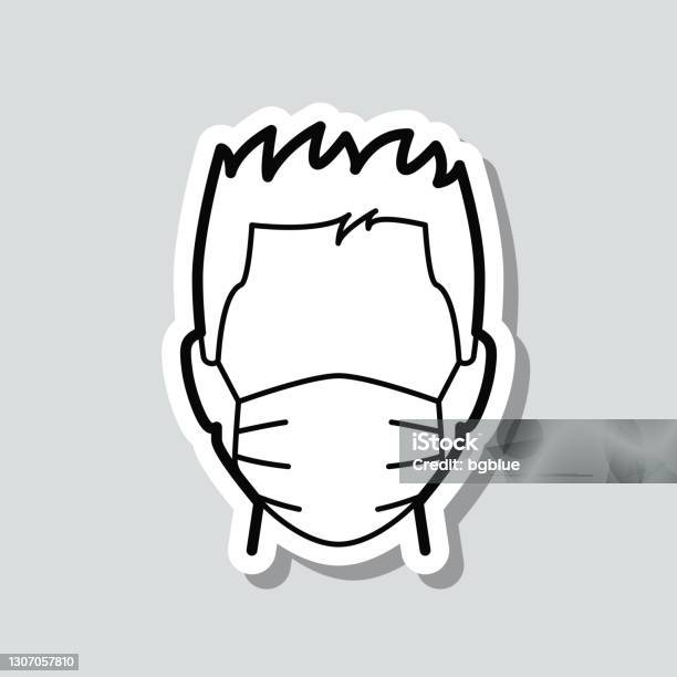 Pria Bertopeng Perlindungan Wajah Medis Stiker Ikon Pada Latar Belakang ... Pria Bertopeng Perlindungan Wajah Medis Stiker Ikon Pada Latar Belakang ...