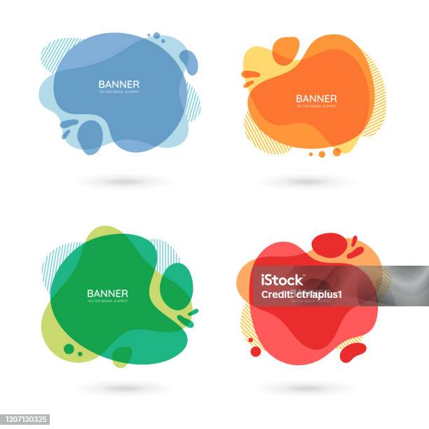 Modern Bentuk Gratis Spanduk Vektor Abstrak Desain Datar Dengan Warna