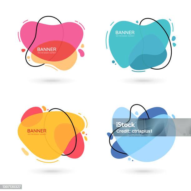 Modern Bentuk Gratis Spanduk Vektor Abstrak Desain Datar Dengan Warna