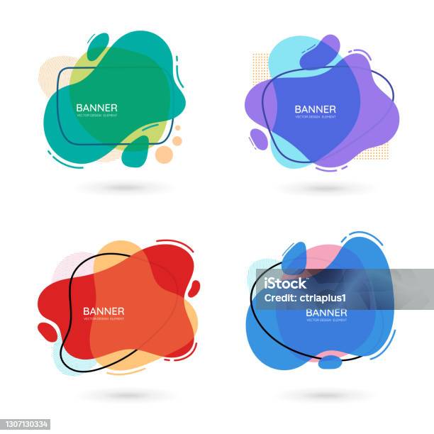 Modern Bentuk Gratis Spanduk Vektor Abstrak Desain Datar Dengan Warna