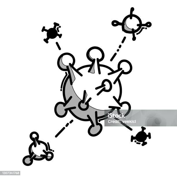 Icône Vectorielle De Griffonnage De Virus Dessin Dillustration