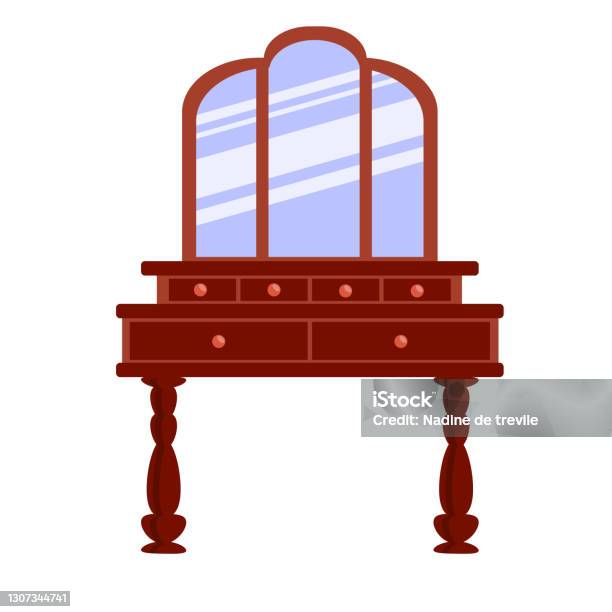 Ilustración De Vestidor Antiguo Individual En Un Estilo De Dibujos