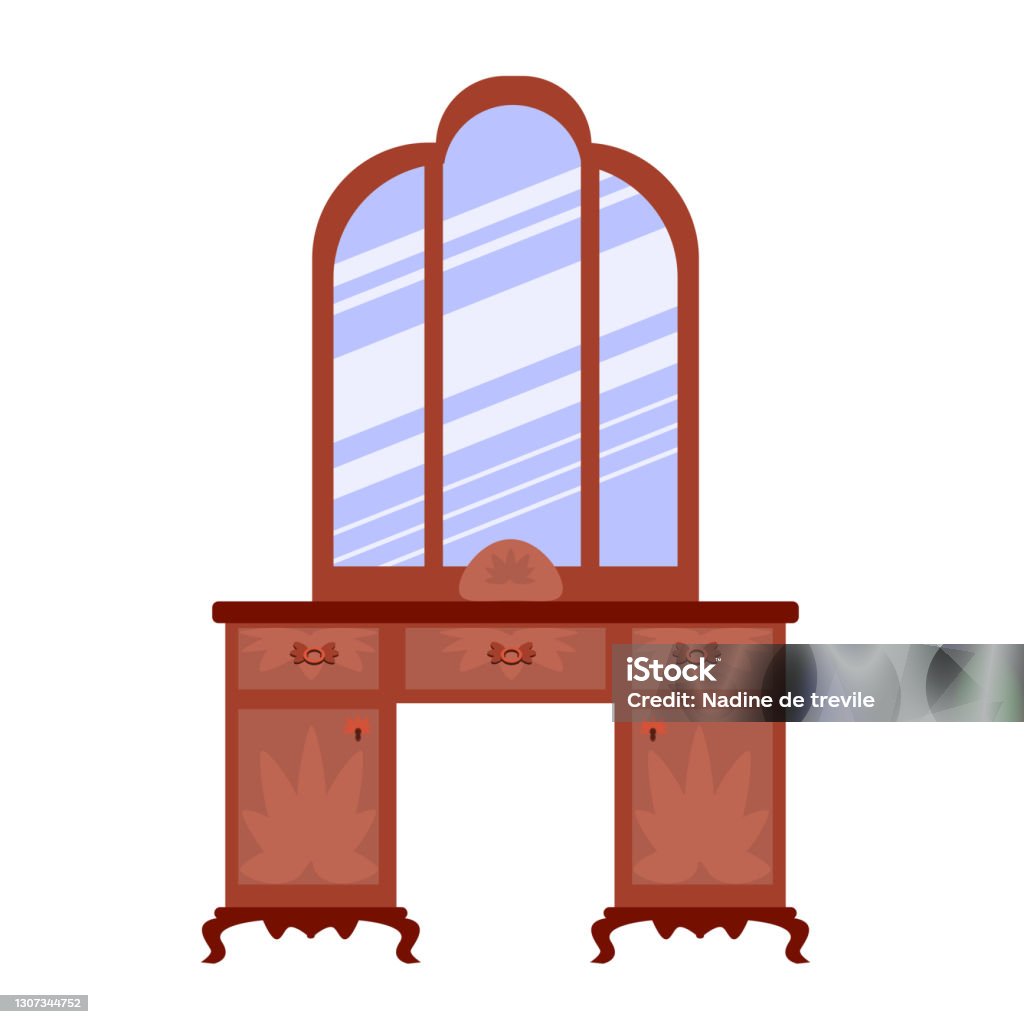 Ilustración De Vestidor Antiguo Individual En Un Estilo De Dibujos