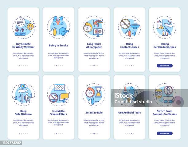 Layar Halaman Aplikasi Seluler Onboarding Kesehatan Mata Dengan Konsep