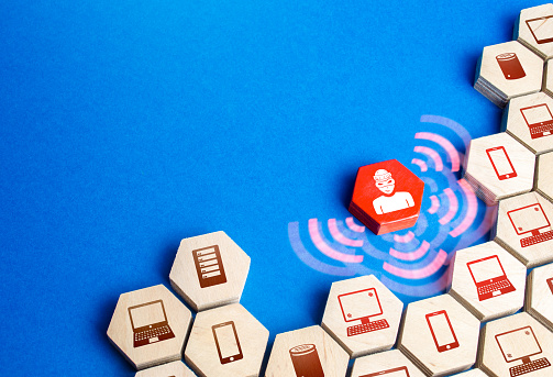 Figurine Hacker Intruder Attacks Users Devices Network Theft Of ... Figurine Hacker Intruder Attacks Users Devices Network Theft Of ...