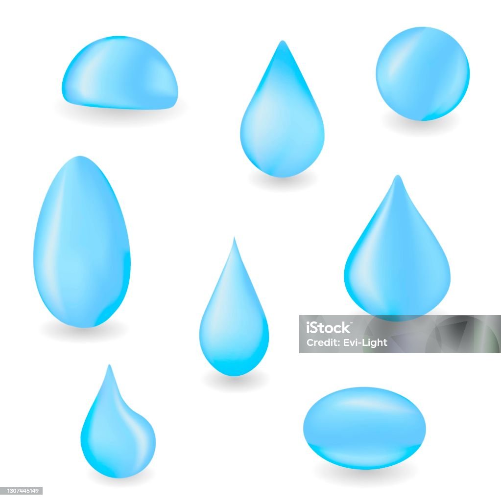Ensemble Dicônes 3d Une Goutte Deau Différentes Formes Bleu Logo