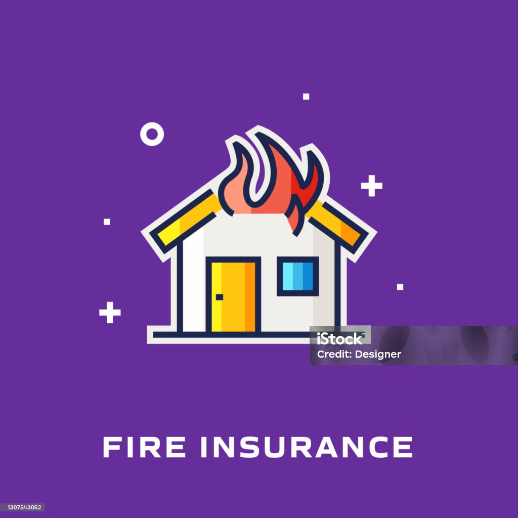 Icône Plate De Ligne Dassurance Incendie Illustration De Symbole