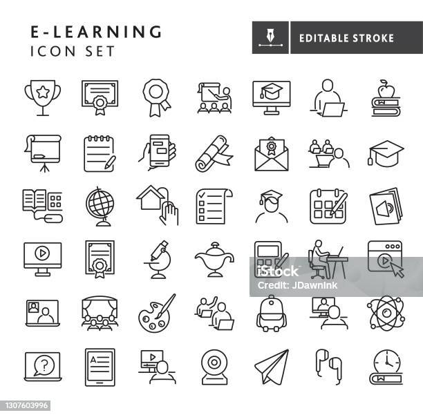 Modern Elearning And Education Icon Concepts Thin Line Style Editable