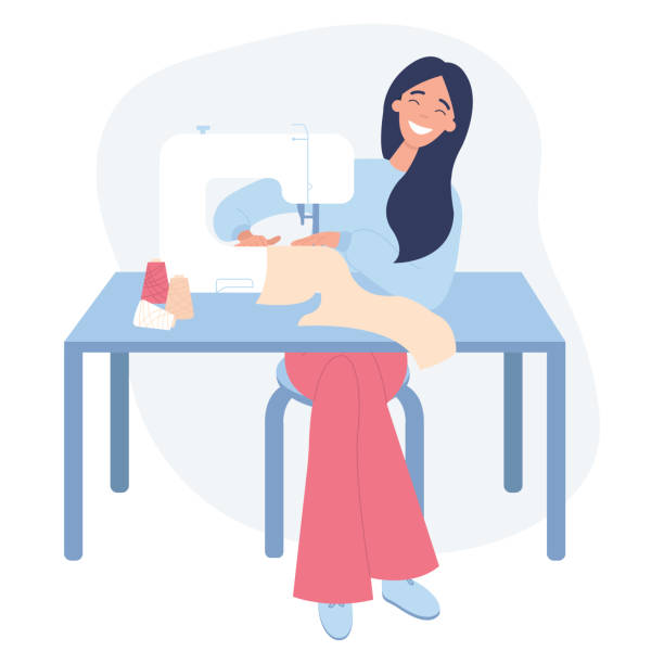 580 Tailor Sewing Sewing Machine Cartoon Stock Illustrations Royalty