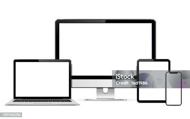 Mockup Layar Perangkat Smartphone Tablet Laptop Dan Monitor Monoblock