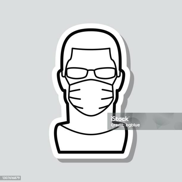 Pria Bertopeng Perlindungan Wajah Medis Stiker Ikon Pada Latar Belakang ... Pria Bertopeng Perlindungan Wajah Medis Stiker Ikon Pada Latar Belakang ...