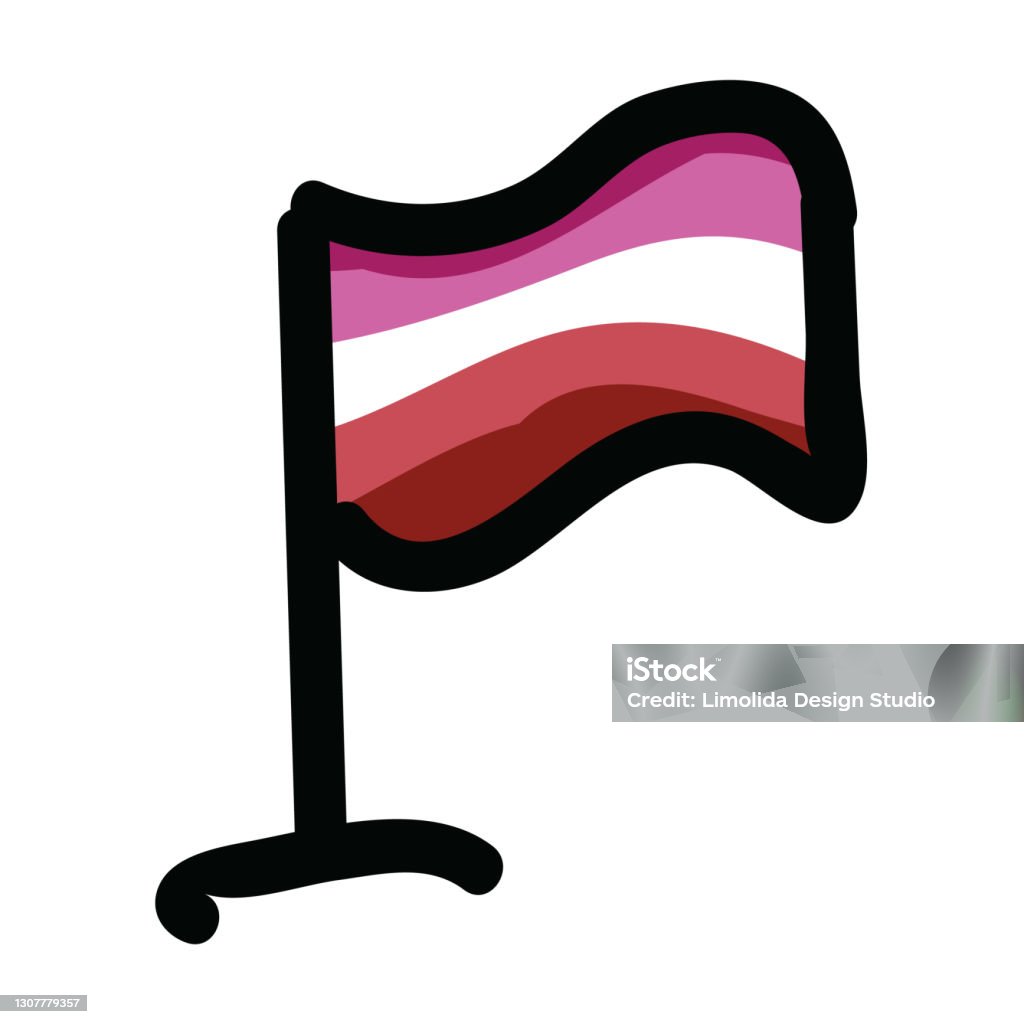 Süße Lesbische Flagge Cartoon Vektor Illustration Motiv Hand Gezeichnet