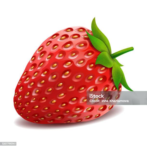 Satu Stroberi Utuh Berry Mellow Merah Segar Pada Latar Belakang Putih