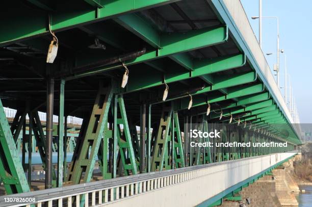Konstruksi Logam Jembatan Hijau Jembatan Di Atas Sungai Di Warsawa Foto ... Konstruksi Logam Jembatan Hijau Jembatan Di Atas Sungai Di Warsawa Foto ...