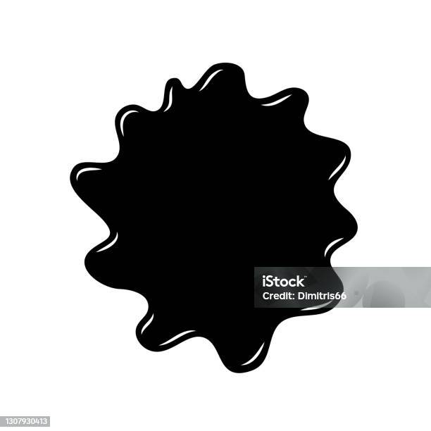 Éclaboussure Noire De Blob Dencre Boue Disolement Sur Le Fond Blanc