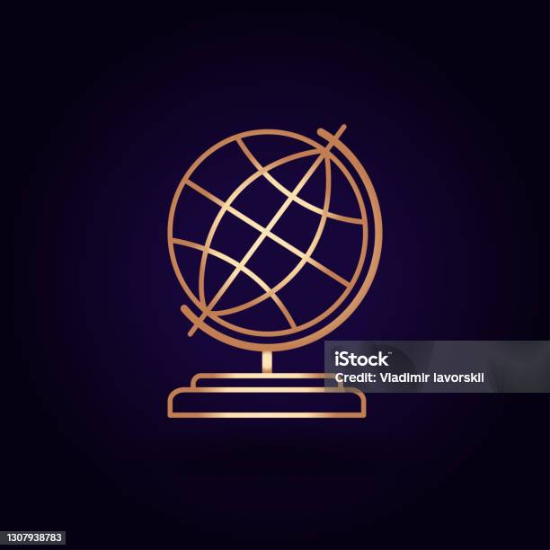 Icône De Globe Dor Illustration Vectorielle Disolement Sur Un Fond Bleu