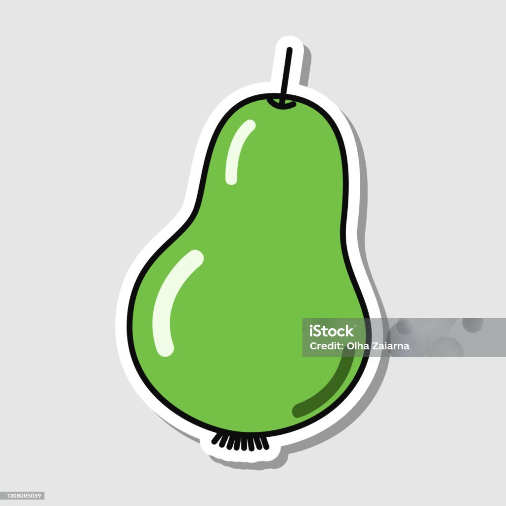 Vector Pir Stiker Dalam Gaya Kartun Buah Terisolasi Ilustrasi Stok Unduh Gambar Sekarang Istock