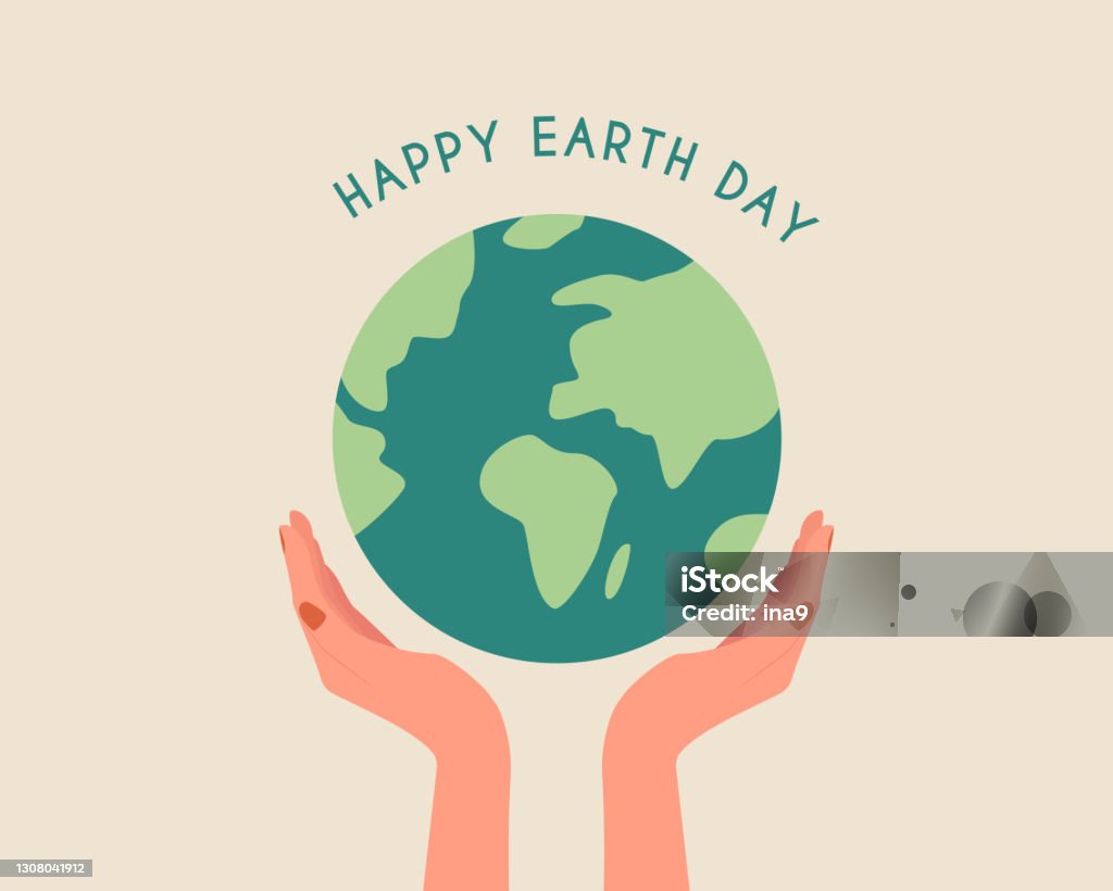 Vetores De Feliz Dia Da Terra Mãos Segurando O Globo Terra Conceito Do Dia Da Terra Ilustração