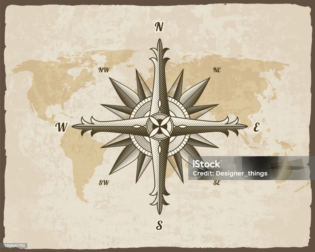 Antique Compass Rose Map