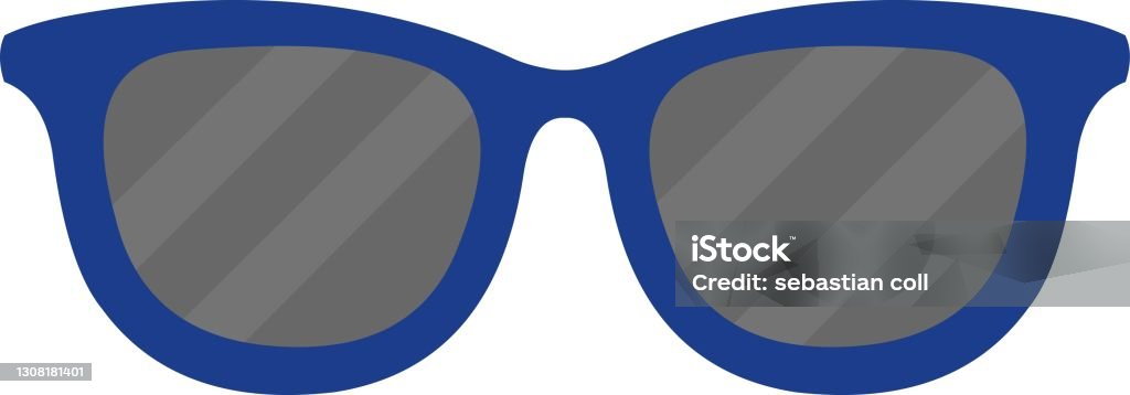 Vector Illustration Emoticon Cartoon Of Sunglasses With Trendy Blue
