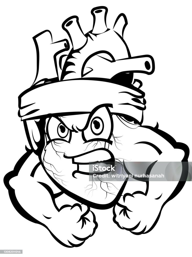 Hati Yang Kuat Dengan Seni Garis Bandana Tanda Pusat Diagnostik Jantung ... Hati Yang Kuat Dengan Seni Garis Bandana Tanda Pusat Diagnostik Jantung ...