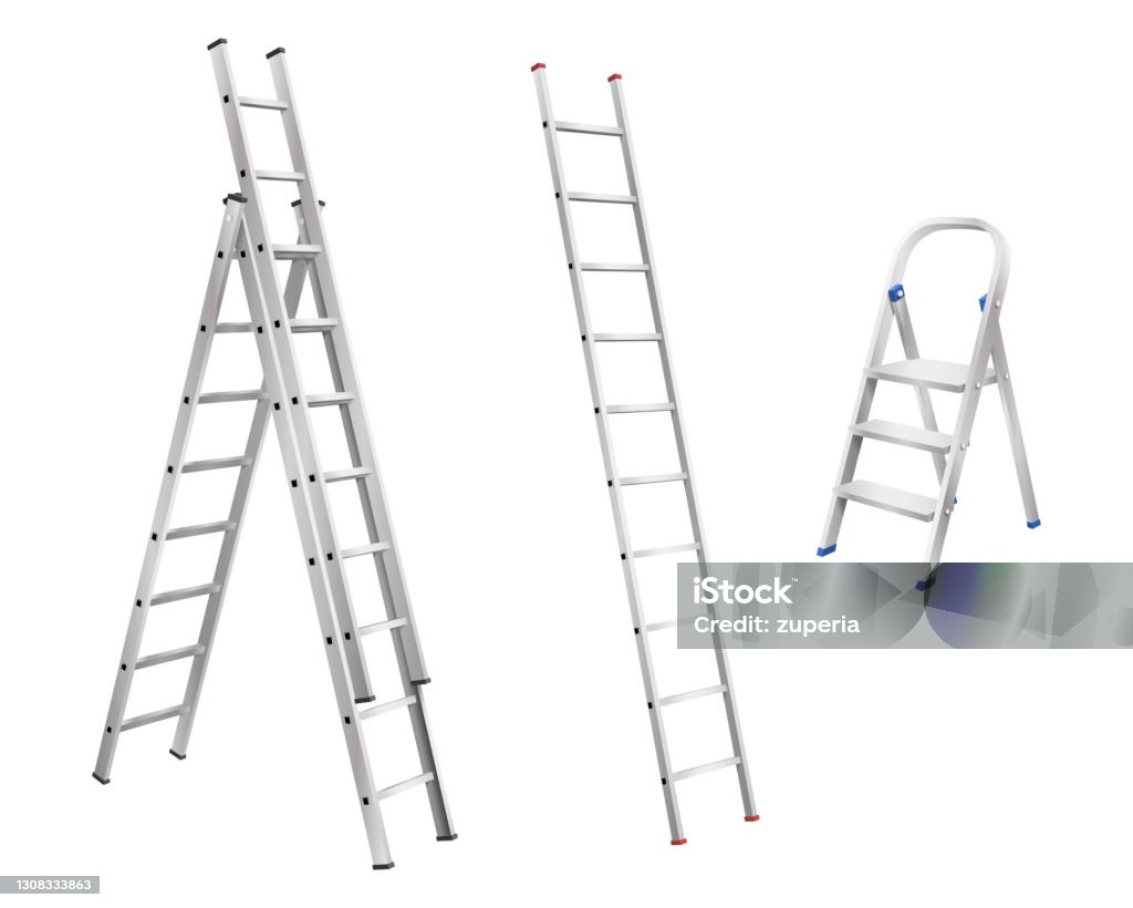 Ilustración De Escaleras Metálicas Realistas Conjunto De Escalón