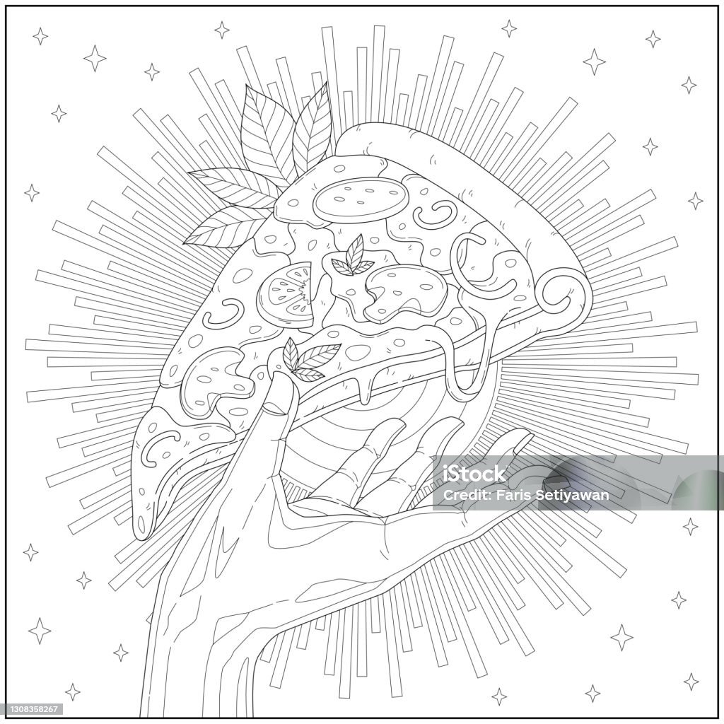 Fantasi Bersinar Irisan Pizza Ilustrasi Halaman Mewarnai Pembelajaran ... Fantasi Bersinar Irisan Pizza Ilustrasi Halaman Mewarnai Pembelajaran ...