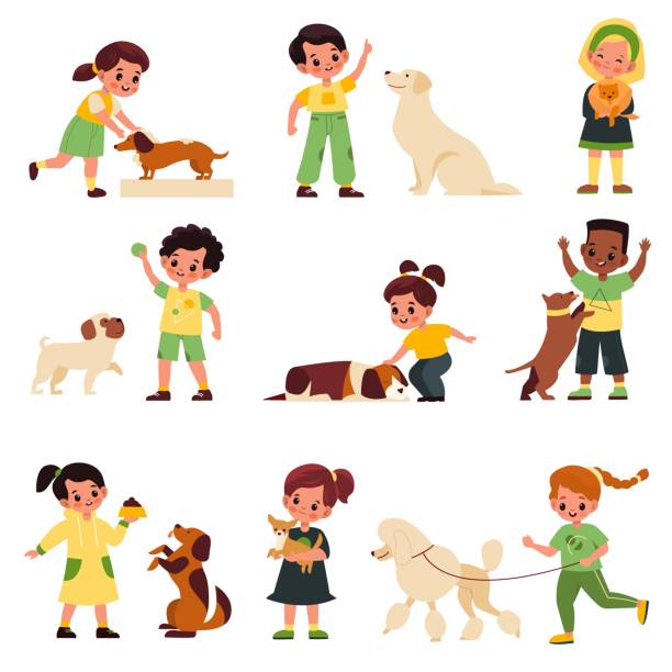 A Boy And His Dog Clipart Images