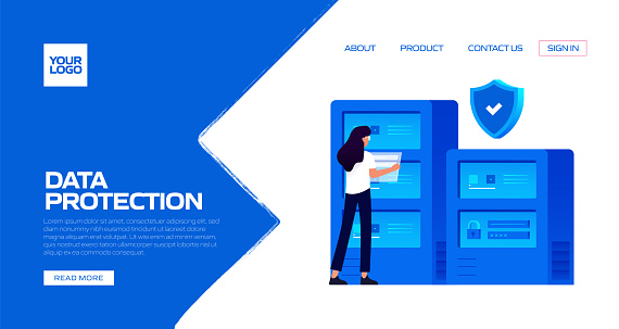 Ilustrasi Vektor Konsep Perlindungan Data Untuk Template Halaman Arahan