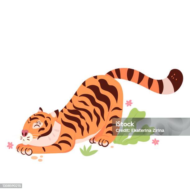 Tigre Mignon De Dessin Animé Disolement Sur Le Fond Blanc Graphiques