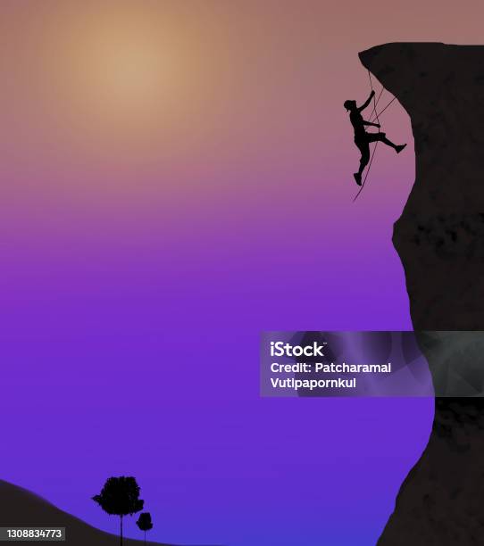 Gambar Seorang Pria Mendaki Gunung Tinggi Untuk Menguji Kemampuan