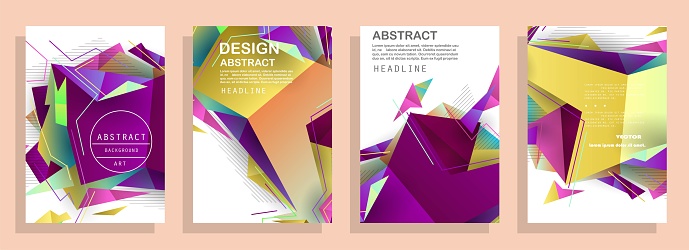 Templat Sampul Diatur Dengan Elemen Geometris Grafis Berlaku Untuk