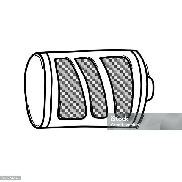 Icône Pleine De Vecteur De Griffonnage De Batterie Dessin Dillustration
