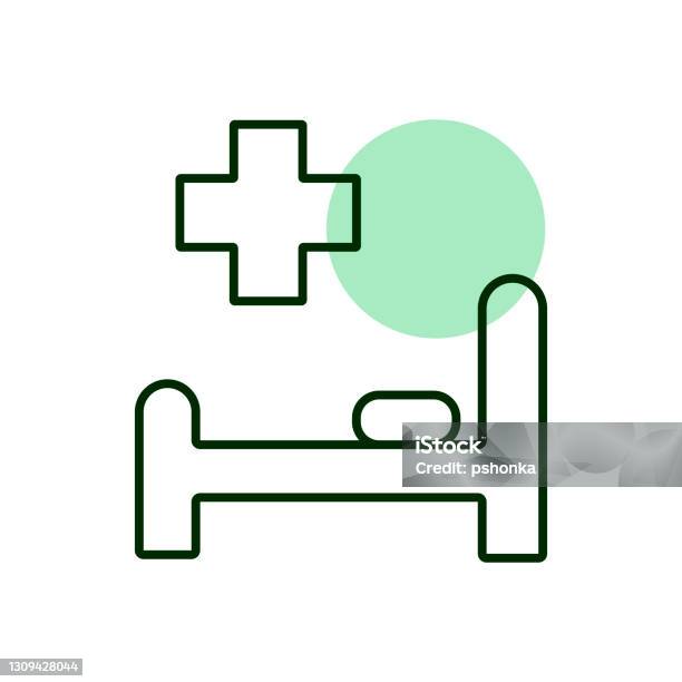 Tempat Tidur Rumah Sakit Dan Ikon Vektor Silang Tanda Medis Ilustrasi
