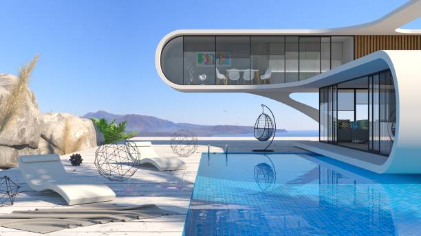 Free picture: The concept of a futuristic luxury villa with a boat ...