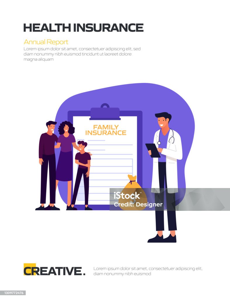 Asuransi Kesehatan Konsep Flat Design Untuk Poster Sampul Dan Spanduk