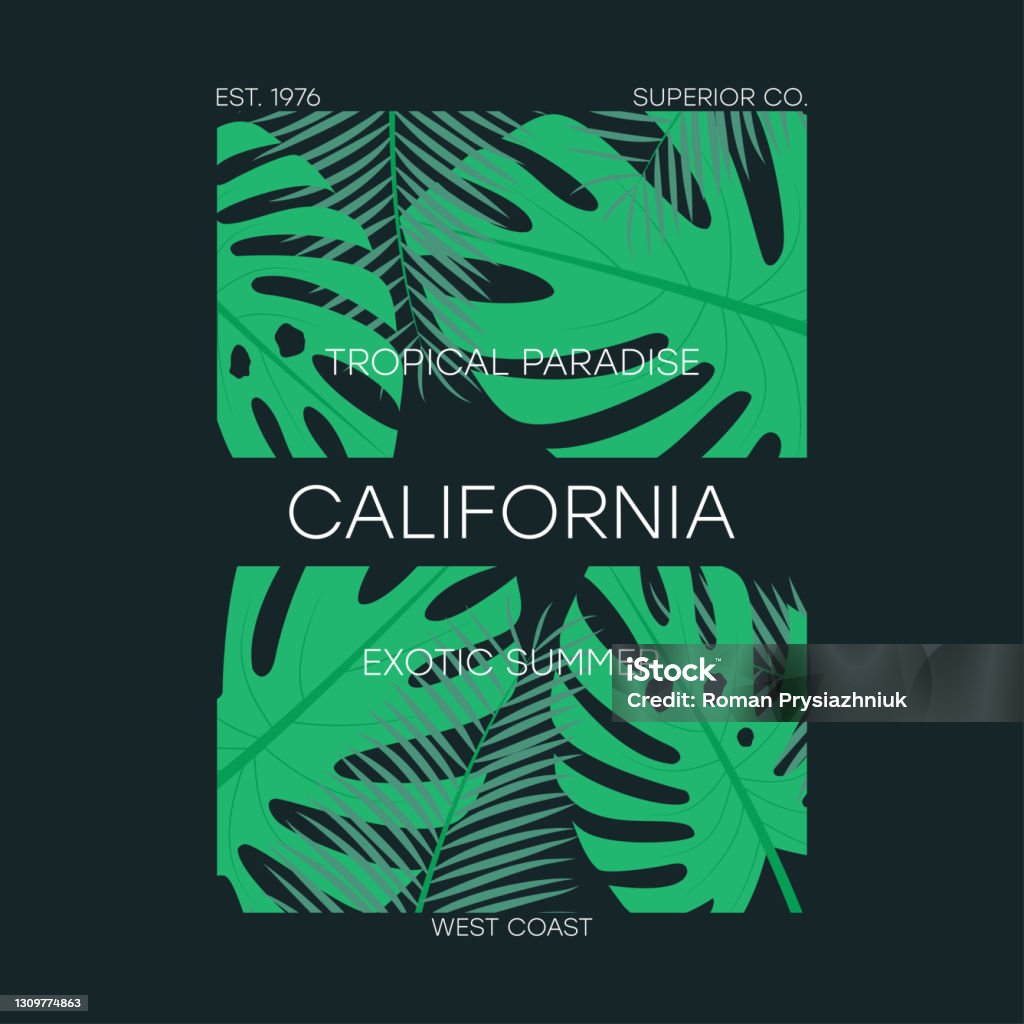 Tipografi Kaos California Dengan Daun Tropis Desain Pakaian Asli Dengan ... Tipografi Kaos California Dengan Daun Tropis Desain Pakaian Asli Dengan ...