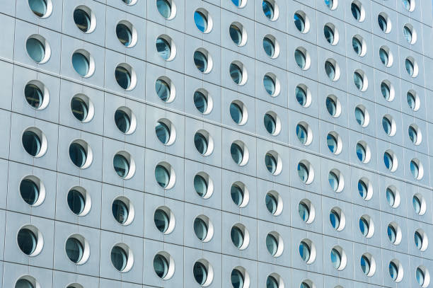 Free Stock Photo of Vertical grey building with checkerboard window ...