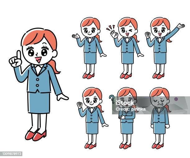 Illustration Set Of A Woman In A Suit Stock Illustration Download