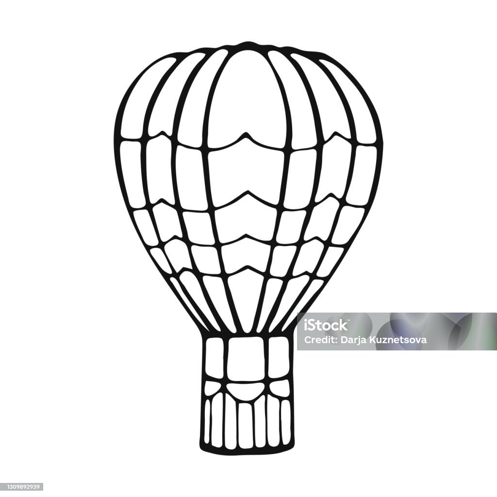 Balon Udara Udara Digambar Dengan Tangan Garis Besar Doodle Ilustrasi