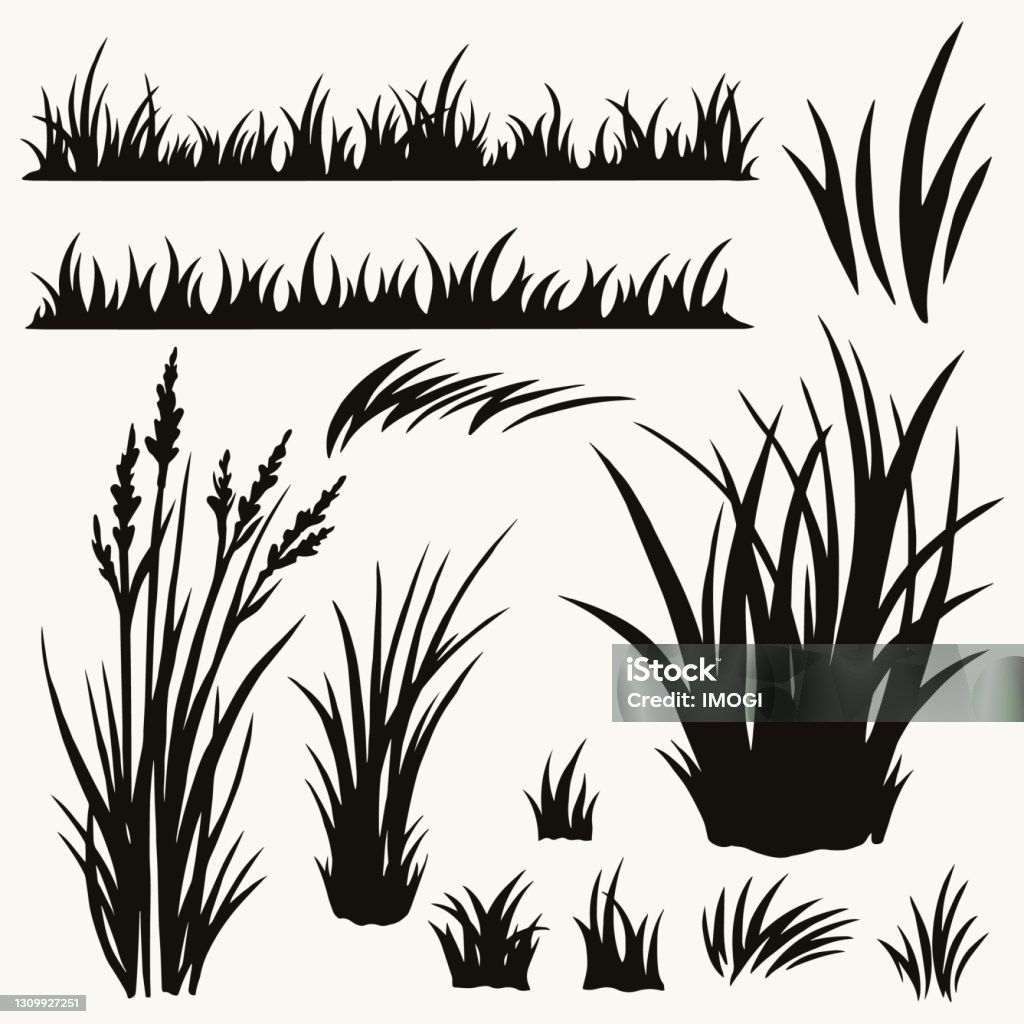 Rumput Dan Tanaman Siluet Hitam Diatur Ilustrasi Stok Unduh Gambar Sekarang Alam Amerika