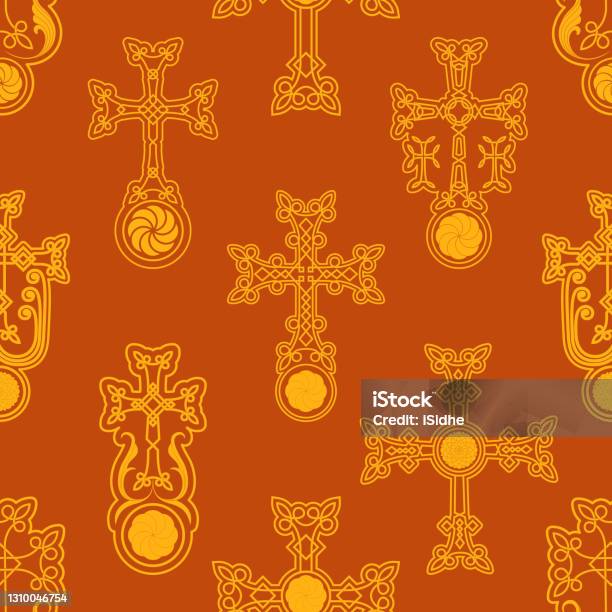 Motif Sans Couture Avec Lancien Symbole Arménien Khachkar Pierre De