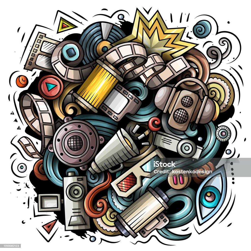 Ilustración de Diseño De Doodle Vector De Dibujos Animados De Cine y ... Ilustración de Diseño De Doodle Vector De Dibujos Animados De Cine y ...