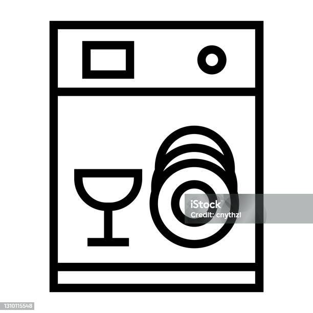Icône De Ligne De Lavevaisselle Illustration Vectorielle De Symbole De