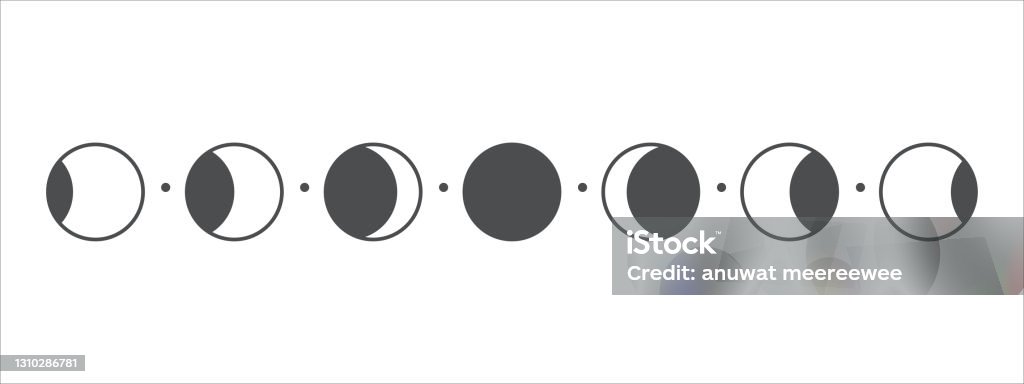 Vector Lunar Phase Of The Moon Simple Circle Shape Design Isolated On