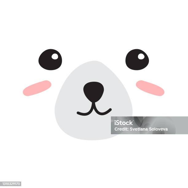 Visage Plat Plat Dours Polaire De Doodle De Dessin Animé De Vecteur