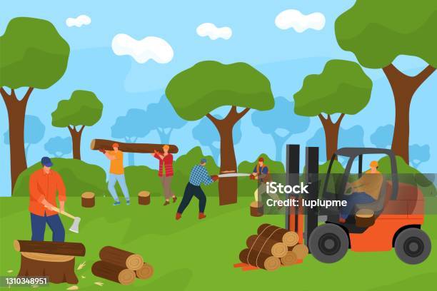 Kelompok Penebang Pohon Di Hutan Ilustrasi Vektor Manusia Karakter ... Kelompok Penebang Pohon Di Hutan Ilustrasi Vektor Manusia Karakter ...